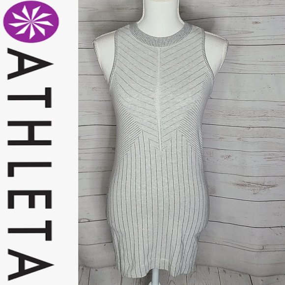 Athleta | Tops | Athleta Sojourn Grey Racerback Sheer Stripe Tank Tunic ...
